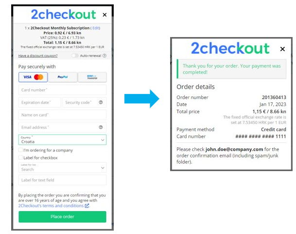 Croatia’s Currency Transition to Euro | Documentation | 2Checkout